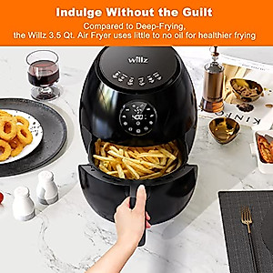 Willz Digital Air Fryer with 6 Pre-Set Cooking Programs & Precise Temperature Control, Non-Stick Basket and Dishwasher-Safe, 60 Minutes Timer, 3.5 Qt, Black