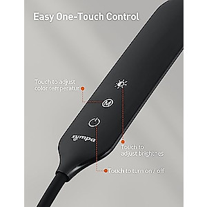 sympa LED Floor Lamp, Super Bright Dimmable LED Lamps for Living Room, Standing Lamp with Adjustable Gooseneck, Touch Control, Stable Base Floor Lamps for Bedroom Office (Black)