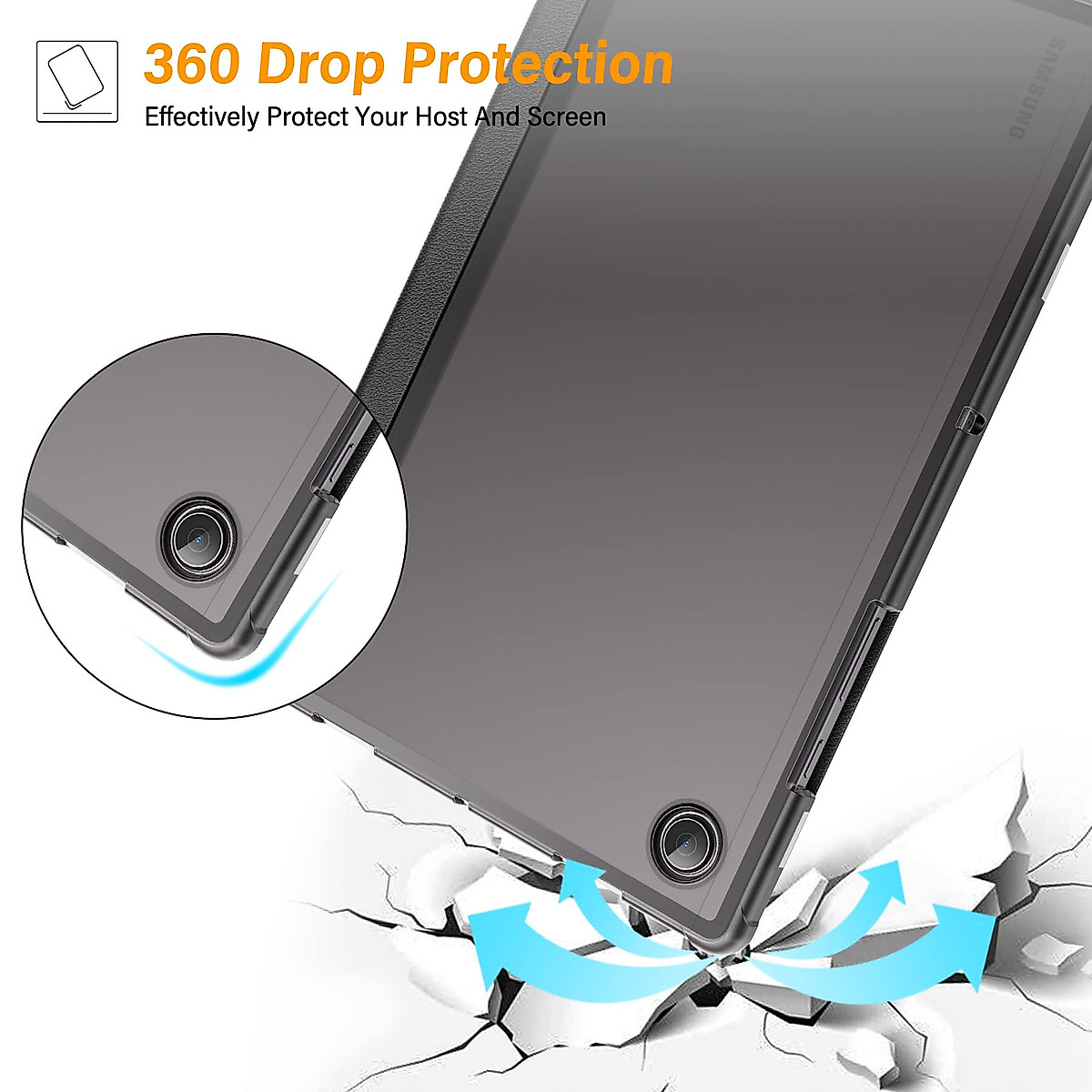 ZtotopCases Slim Case for Samsung Galaxy Tab A8 10.5 Case 2022, Lightweight Trifold TPU Stand Cover, Full Protective Case for Samsung Galaxy A8 10.5 Inch Tablet SM-X200/X205/X207, Black