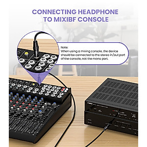 tisino 1/4 Mono to 1/8 Stereo Cable, 3.5mm TRS Stereo to 1/4 inch TS Mono Interconnect Cable (Mono to Stereo Adapter) - 10 feet