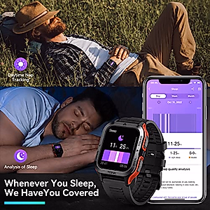 AMAZTIM Smart Watch, 60 Days Extra-Long Battery, 50M Waterproof, Rugged Military Bluetooth Call(Answer/Dial Calls) Fitness Tracker, 1.85" Ultra Large HD Display, AI Voice Assistant 24H Sleep Monitor