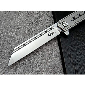Ccanku C225 Folding Knives D2 Steel Blade TC4 Titanium Alloy Handle Knife Camping Outdoor EDC Tool Folding Knives (Gray)