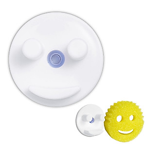 1 Pack Sponge Holder, Kitchen Sink Caddy with Suction Cup Installation, White Sink Organizer for Bathroom and Kitchen, Self Draining, Dishwasher Safe for Holding Smiley Sponges (No Sponges Included)