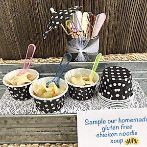 Bulk MINI Candy Nut Paper Cups - Mini Baking Liners - Black Polka Dot - 100 Pack