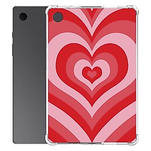zaztify Tablet Case for Samsung Galaxy Tab A8 10.5 2021(SM-X200/X205) 10.5 in, Center Red Heart Tunnel Love Swirl Cute Shockproof Protective Flexible TPU Crystal Clear Cover Shell