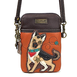 Chala Handbags German Shepherd Cellphone Crossbody Handbag - Convertible Strap German Shepherd Mom
