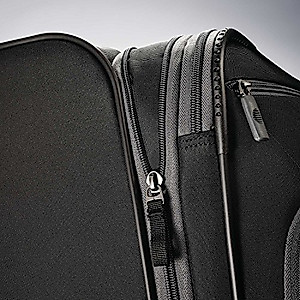 American Tourister 4 Kix Expandable Softside Luggage with Spinner Wheels, Black/Grey, Checked-Medium 25-Inch