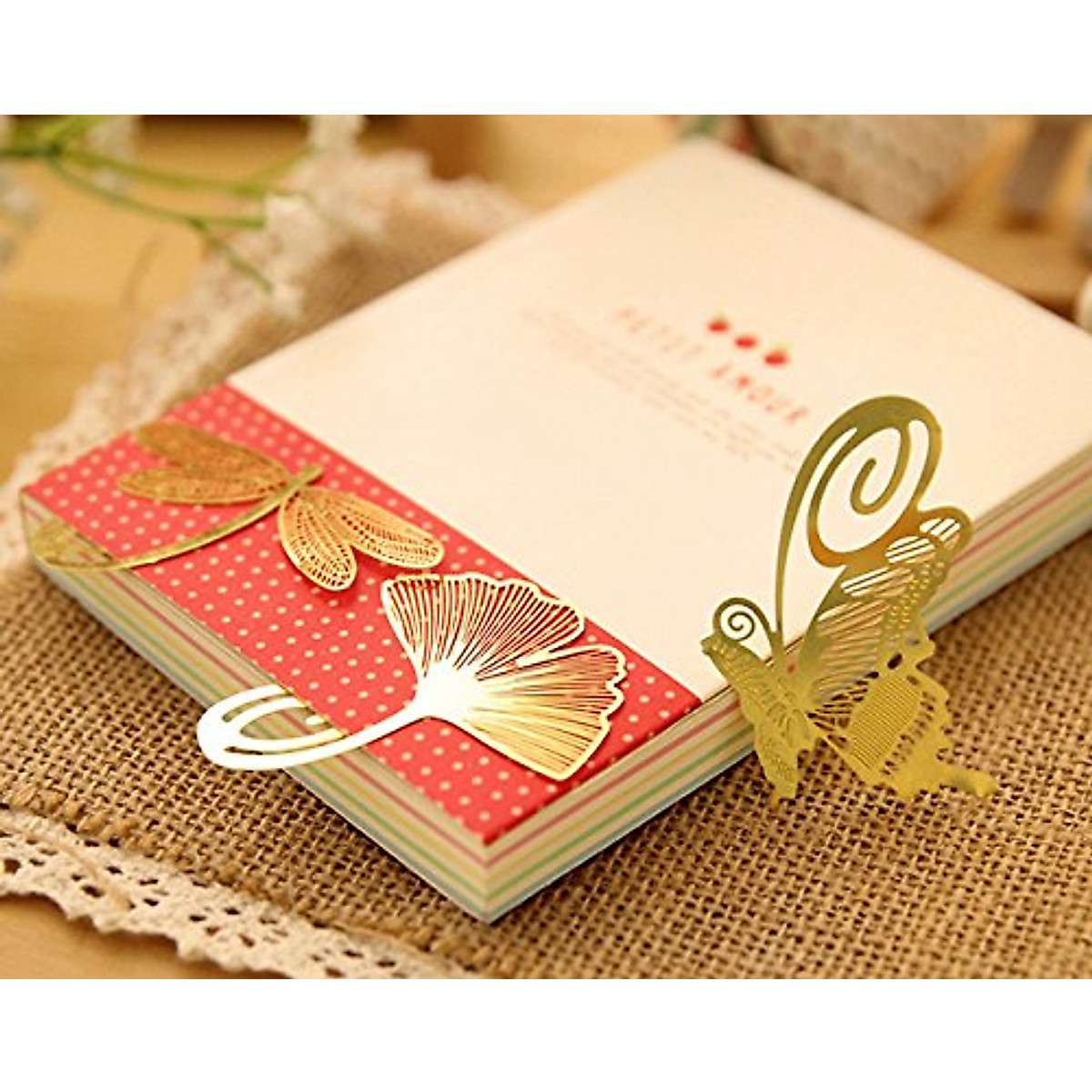 yueton Pack of 8 Cute Cartoon Art Feather Butterfly Dragonfly Gingkgo Monkey Pred Perry Sunflower Olive Branch Metal Gold Bookmarks Book Mark Reading New Novelty + Free Gift