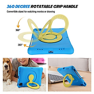ProCase Kids Case for iPad Air 10.9" 5th Gen 2022/4th Gen 2020/iPad Pro 11 2020/2018, Shockproof Rotate Handle Fold Stand Lightweight Kids Friendly Case –Blue