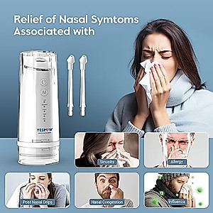 Nasal Irrigation System - 𝐘𝐄𝐒𝐏𝐎𝐖 Electric Neti Pot Nose Cleaner - Sinus Rinse Machine with 𝟒 𝐌𝐨𝐝𝐞𝐬 for Nose Wash - Nasal Irrigator with 𝟒𝟎 Packets Saline for Sinus Flush and Relief
