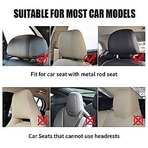 Xergur Car Headrest Pillow, Memory Foam Road Pal Headrest, Adjustable Car Seat Head Neck Support Pillow for Kids and Passenger - Sleep Better on Long Trips (Black)