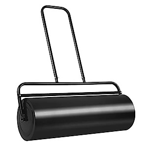 Happytools Lawn Roller, 17 Gallons/63 L Push/Pull Steel Sod Roller w/Ergonomic Handle, Lawn Rollers Tow Behind Water Filled for Park, Garden, Yard, Ball Field (36'' / 17 Gal), Black