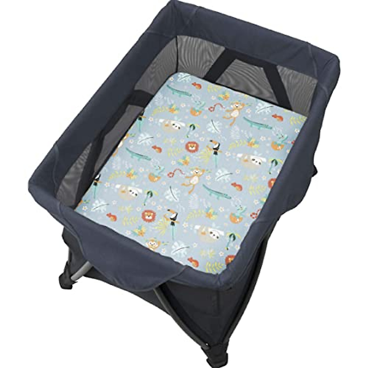 HOPPO Baby&Kids Pack n Play Fitted Pack n Play Playard Sheets Set-2 Pack Portable Mini Crib Sheets, Playard Mattress Cover Soft Cotton, Jungle, Forest & Animals