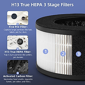 Slevoo Air Purifier Filter Replacement for BS-01, 3-in-1 HEPA Air Filter Replacement Compatible Slevoo BS-01 HEPA Air Purifiers