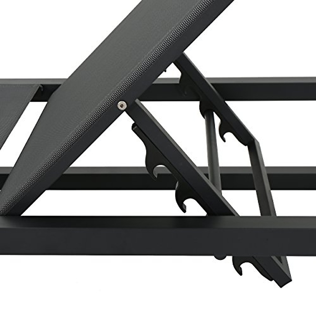 Christopher Knight Home Modesta Outdoor Aluminum Framed Chaise Lounges with Mesh Body, 2-Pcs Set, Black Finish / Grey Mesh