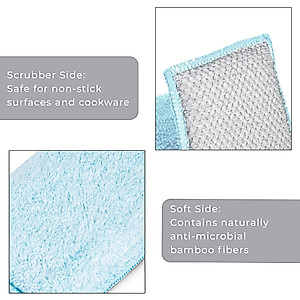Smart Design Heavy Duty Scrub Sponge with Bamboo Odorless Rayon Fiber - Set of 9 - Ultra Absorbent - Soft and Metallic Scrub - Cleaning, Dishes, and Hard Stains - Spring - Yellow, Mint, Blue