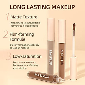 MAEPEOR Matte Liquid Eyeshadow 8 Colors Neutral Naked Smooth Creamy Eyeshadow Lightweight High-pigmented and Waterproof Long Lasting Eyeshadow (Matte Naked, 8Colors Set 1)