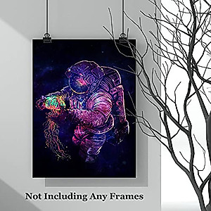 Zensh, Spaceman Poster Outer Universe Starlight Wall Art Prints Cool Planet Decorative Paintings for Boys Room, No Frame 16x24in