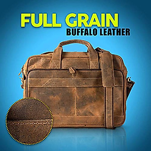 Leather Briefcase 18 Inch Laptop Messenger Bags for Men and Women Best Office School College Briefcase Satchel Bag