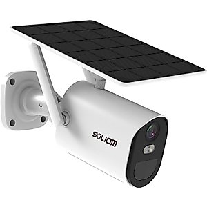 SOLIOM Solar-Security-Camera-Outdoor Wireless Battery Powered,1080p Home WiFi Security Camera,Spotlight Color Night Vision,Two-Way Talk,Siren Alarm, Motion Detection with schedulable Working time B10