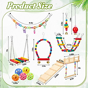 Sonwyoung 12 Pcs Parrot Swing Toys and Wooden Bird Perches Platform with Climbing Ladder Colorful Chewing Standing Hanging Parakeet Toy Bird Cage Accessories for Budgerigar Cockatiel Conure Love Birds
