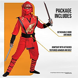 LEGO Ninjago Kai Jumpsuit Deluxe Child Costume For Boys, Red & Black, Kids Size Small (4-6)