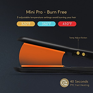 Terviiix Mini Flat Iron for Short Hair Temperature Adjustable, 1/2 Inch Mini Small Portable Ceramic Travel Hair Straightener for Men, Black