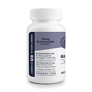 Vimergy Glutathione Capsules, 60 Servings – Natural Immune Supporting, Antioxidant & Detox Supplement - Gluten-Free, Kosher, Soy-Free, Vegan, Paleo Friendly