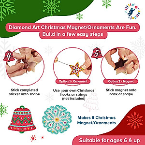 DIY Magnet & Diamond Art Christmas Ornaments for Kids Set - Makes 8pcs - Christmas Crafts for Kids - Diamond Art Kits for Kids - Kids Diamond Art Kits - Christmas Ornament Kits -Ornament Kit