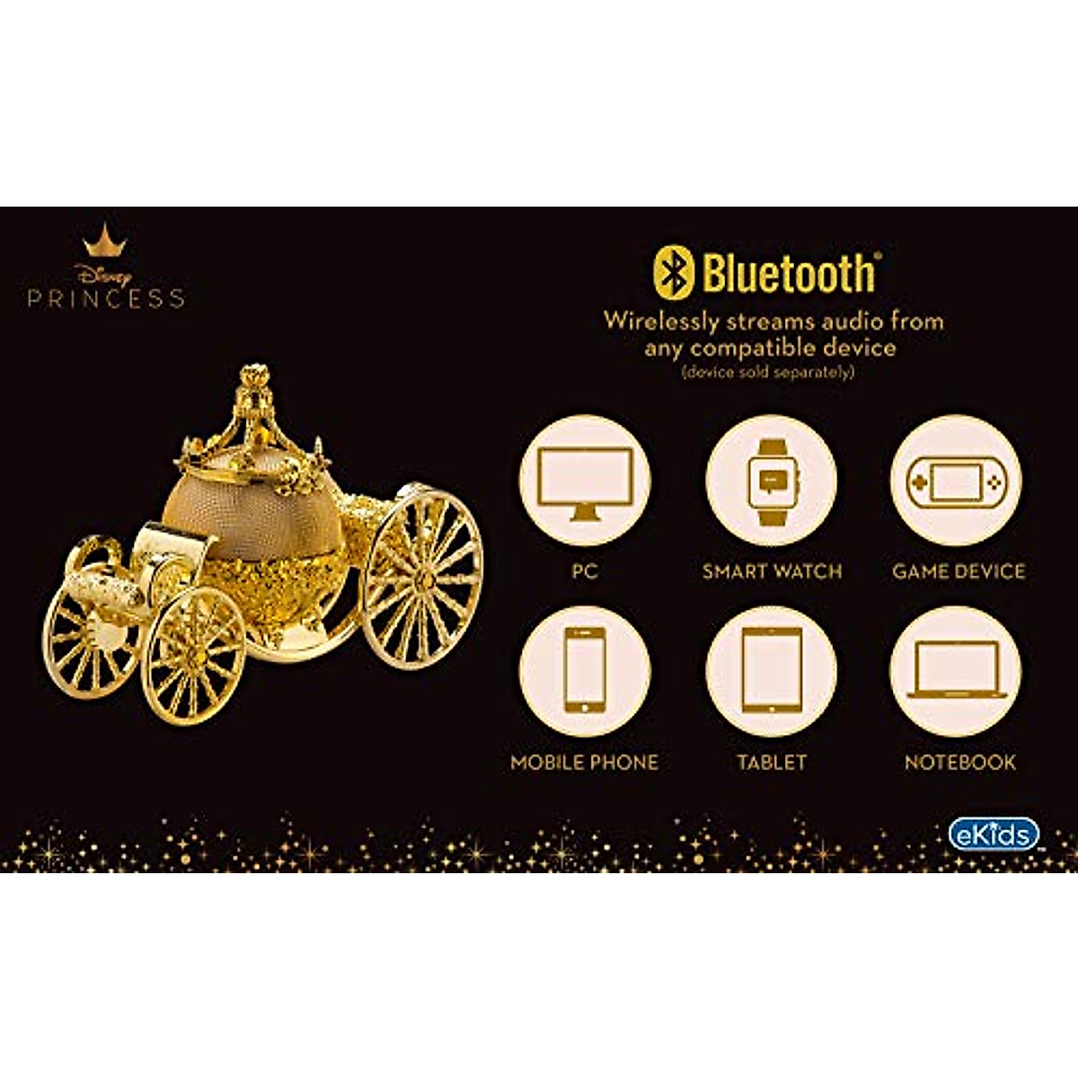 Cinderella Carriage Bluetooth Speaker, Stylish Speakers Bluetooth Wireless for Audio Streaming, Ideal Portable Speaker, Perfect Cinderella Accessories for Girls