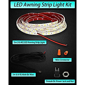 Seagenck RV Led Awning Party Light, Led Awning Strip Light for Camper Motorhome Travel Trailer Concession Stands Food Trucks, Light Up Canopy Area for BBQ Play Cards, 5m(16.4ft), Dc 12v, Red
