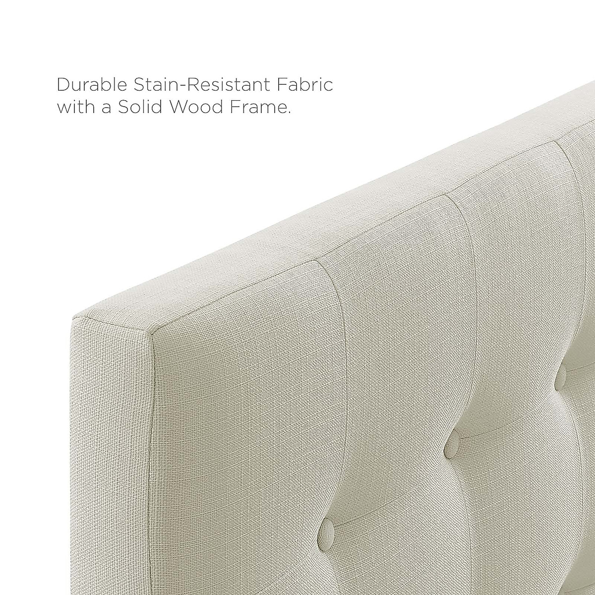 Modway Emily Tufted Button Linen Fabric Upholstered Queen Headboard in Ivory
