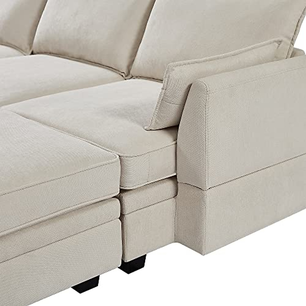 YUNLife&Home U-Shaped Oversized Modular Sectional Sofa,Convertible Sleeper Couch Bed with Reversible Chaise Lounge,Upholstered Tufted Cushion 6-Seat Sofá&Couches for Living Room Furniture Set
