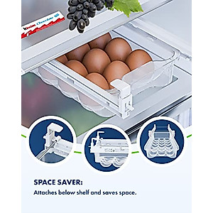 Skywin Refrigerator Egg Drawer - Snap-on Egg Holder for Refrigerator Organizes and Protects Eggs - Adjustable and Space Saving Egg Storage Container For Refrigerator