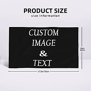 Custom Hand Towel, Personalized Soft Polyester-Cotton Face Towel Add Your Design Bath with Picture Text Logo Name for Home Outdoor Sports Gym Yoga, 27.5X16in