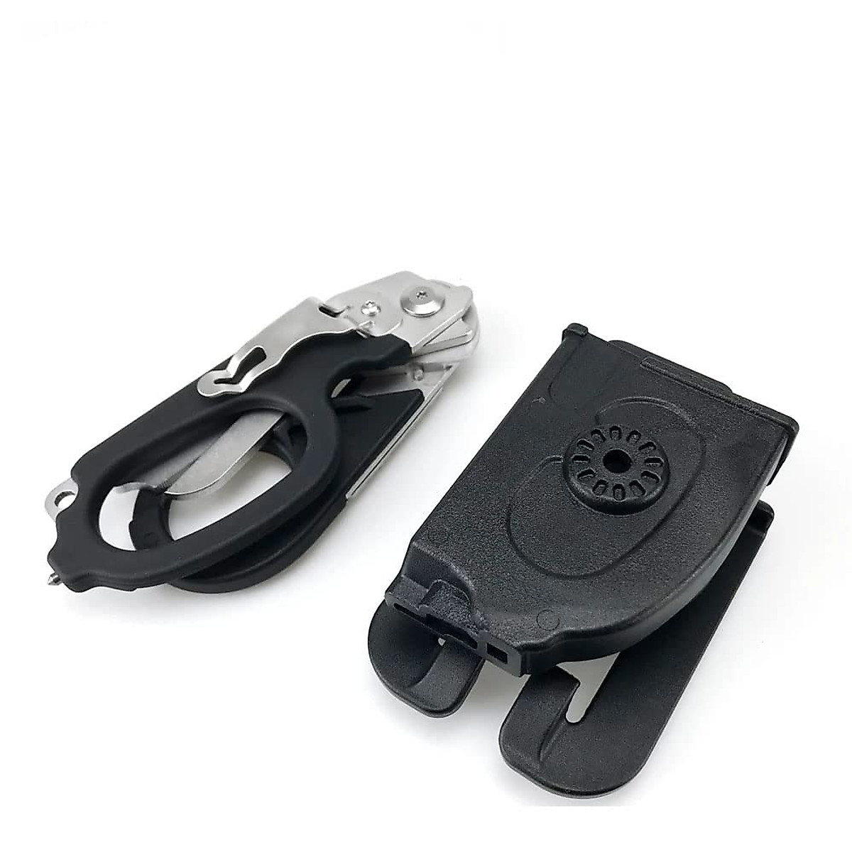 Elegital Emergency Response Shears, Stainless Steel Foldable Scissors Pliers, Outdoor Camping Rescue Scissors Tools, Black +Sheath,