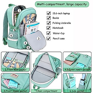 Makukke School Backpacks for Teen Girls - Laptop Backpacks 15.6 Inch College Cute Bookbag Anti Theft Women Casual Daypack,Green Backpack