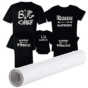 PU HTV 12" x 10' Heat Transfer Vinyl Rolls, Iron on Heat Press Easy to Cut & Weed for DIY Design T-Shirt(White）