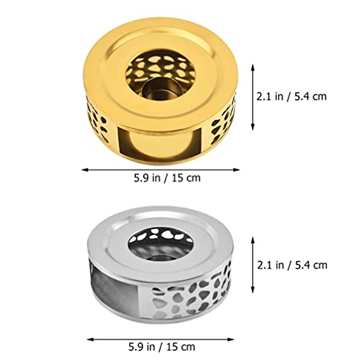 Angoily 2pcs Stainless Steel Teapot Warmer Metal Teapot Heater with Tealight Holder Candle Base Coffee Tea Warmer for Home Restaurant Camping