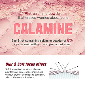 Korean Makeup Blur Stick Face Primer - Pore Minimizer and Reducer for Your Face - More Energetic Eyeshadow, Eyelid and Eye Details - With Hydrating Calamine Base for Oily Skin and Sensitive Acne Skin