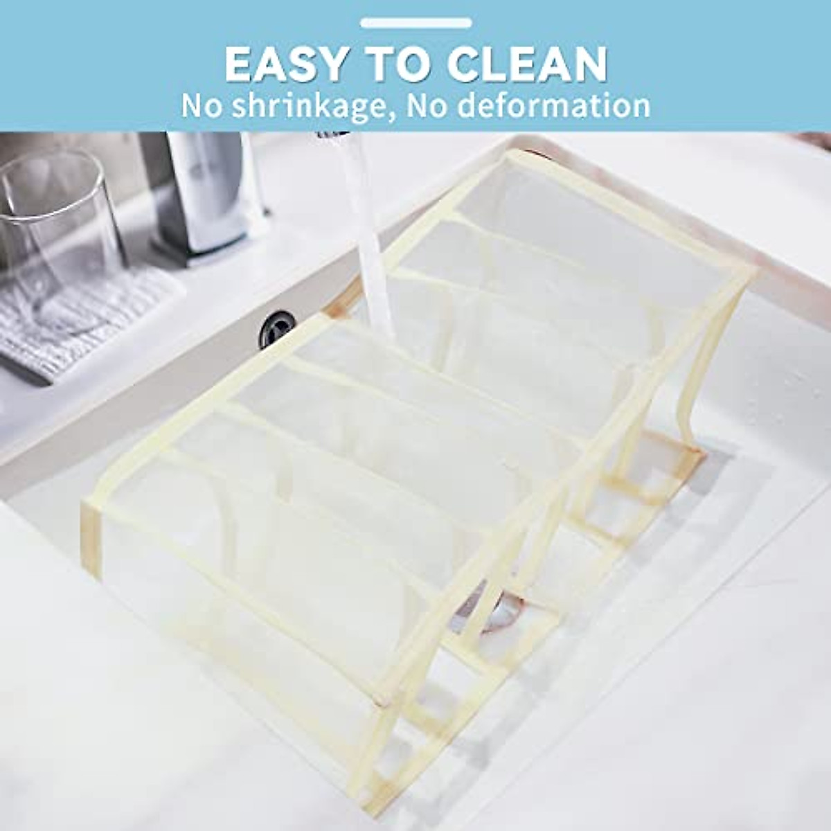 HIPTIS Wardrobe Clothes Organizer, 2PCS Closet Drawer Organizer for Closet, Mesh Clothes Storage Organizer 7Grids for Thin Jeans, T-shirts, Underwear, Socks, Scarves, Leggings, Skirts 1L+1M