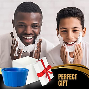 TIMELESS RAZOR Blue Shaving Bowl w/Ridges - Mixes Mens Shaving Cream & Shaving Soap - Durable & Holds Heat Longer - Whip a Quick, Rich & Thick Lather - USA Made