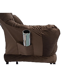 YOPTO Single Steel Frame Leisure Sofa-Chair with Armrests and A Side Pocket,Modern Cotton Fabric Lazy-Chair,Accent Contemporary Lounge Chair for Living Room Bedroom,Brown