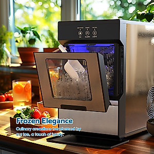 ADVWIN Nugget Countertop Ice Maker, 44Lbs/Day Pebble Ice Machine with Soft Chewable Ice, One-Click Operation, Self-Cleaning, Portable Sonic Ice Maker with Ice Scoop & Removable Basket