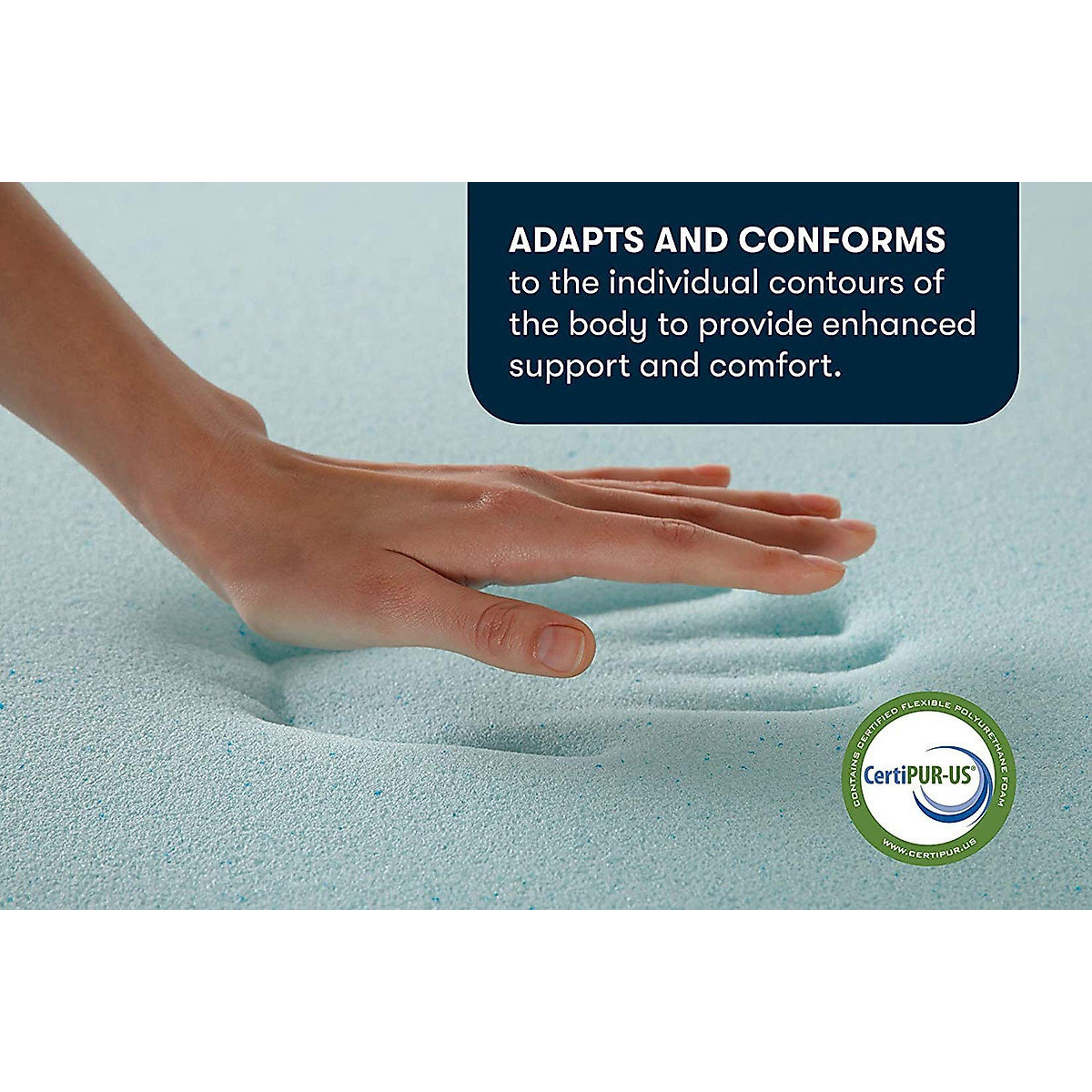 Serta ThermaGel Cooling, Pressure-Relieving Memory Foam Mattress Topper, 3 Inch, Queen,Blue