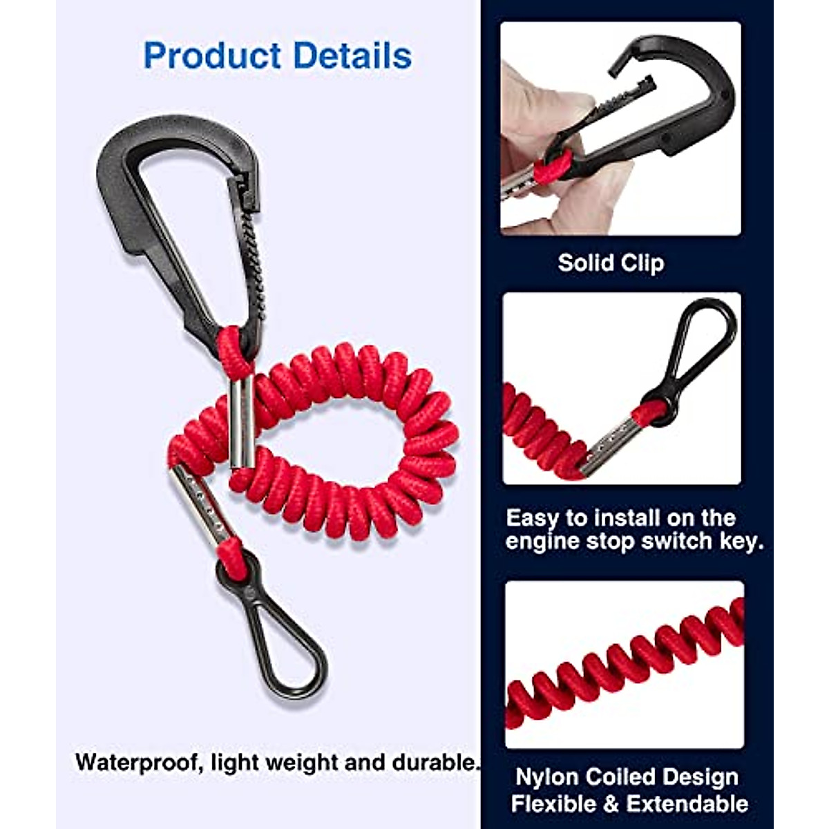 8M0092849 Boat Kill Switch Lanyard - [2 PCS] Boat Engine Emergency Stop Switch, Safety Lanyard Cord Tether for Mercury Mercruiser Outboard Motor Replacement 15920T54, 15920A54, 15920Q54, Red, 36 Inch