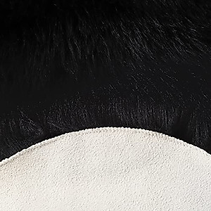 CKLZSAY Luxury Soft Fluffy Deluxe Rug Faux Fur Sheepskin Rug Home Deco Rugs Bedroom Living Room Floor Sofa Cover Seat Cushion Bedside Fuzzy Rug Sheepskin Shape (Black, 2'x6' Sheepskin)