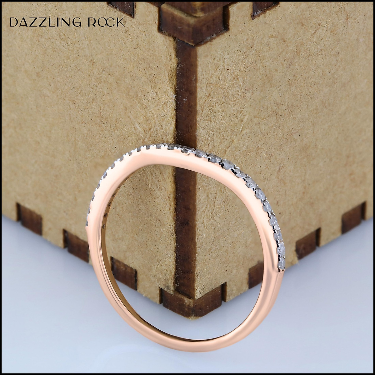 Dazzlingrock Collection 0.15 Carat (Cttw) Round White Diamond Contour Wedding Ring Enhancer Guard for Women in 10K Rose Gold Size 8