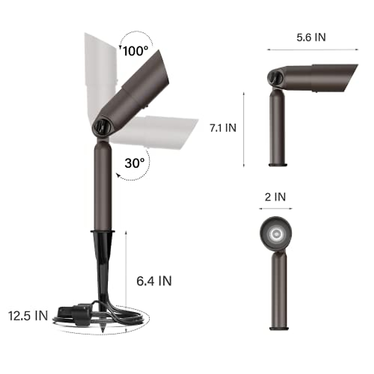 GOODSMANN 8PK Low Voltage Landscape Lighting Kits 8PK Floodlight & Spotlight 3W LED 200 Lumen Replaceable Bulbs 3000K Warm White 12V AC Tree Lights Garden Up Light Hardwired Lighting Cable Connectors