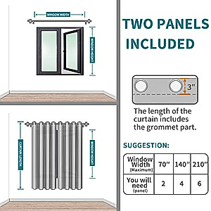 BGment Blackout Curtains for Bedroom - Grommet Thermal Insulated Room Darkening Curtains for Living Room, Set of 2 Panels, Each 46 x 54 Inch, Dark Grey